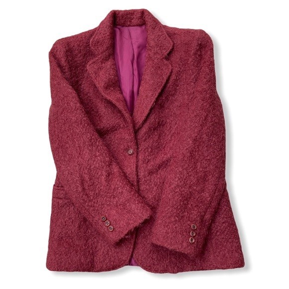 Jackets & Coats | Vintage 9s Boucle Blazer Rust Suit Jacket Large ...